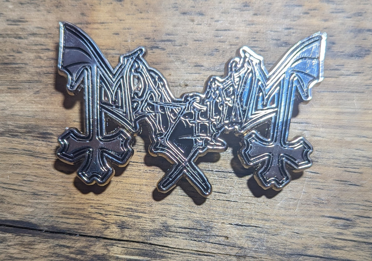 Mayhem Chrome logo Enamel Pin – Atomic Art and Music