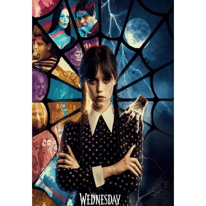 Wednesday stain glass window poster – Atomic Art and Music